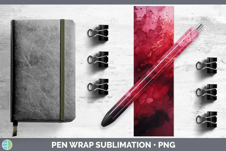 Watercolor Dark Red Pen Wrap Sublimation Epoxy Pen Designs