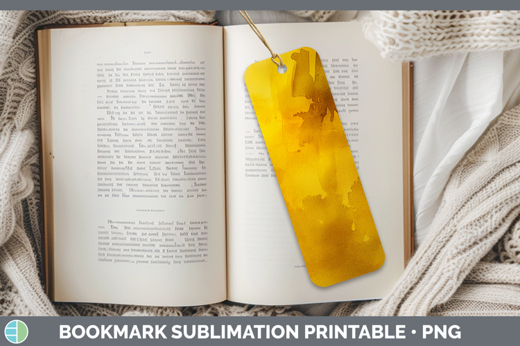 Watercolor Dark Yellow Bookmark Sublimation Printable Design