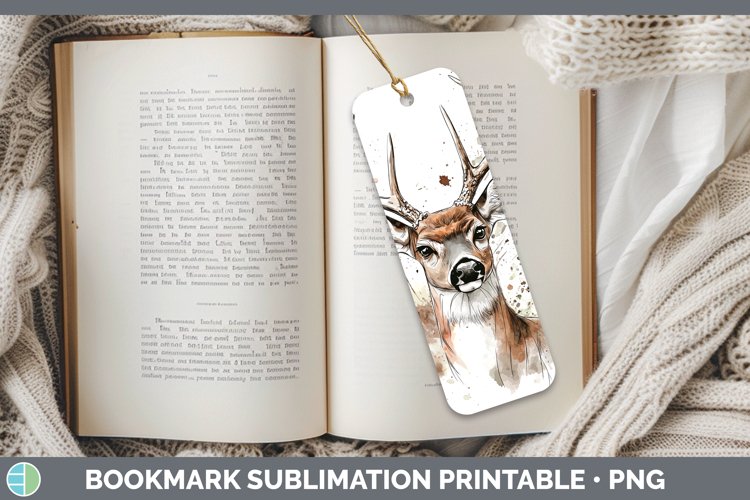 Watercolor Deer Bookmark Sublimation Printable Designs