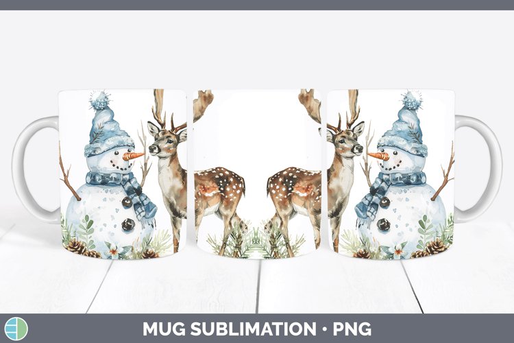 Watercolor Deer Mug Wrap Sublimation Coffee Cup Designs