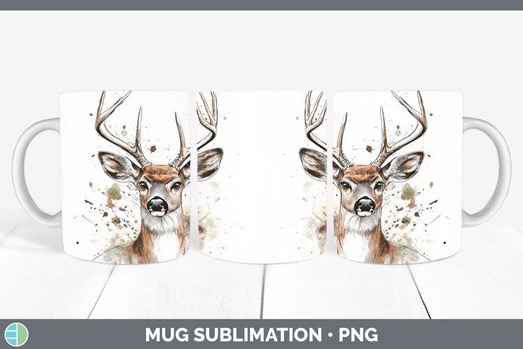 Watercolor Deer Mug Wrap Sublimation Coffee Cup Designs