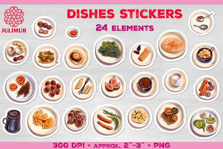 Digital Stickers Delight Dishes. Culinary stickers