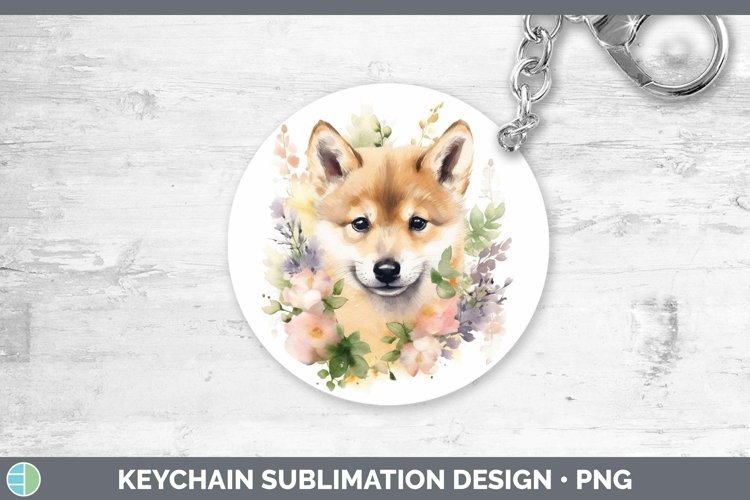 Watercolor Dog Shiba Inu Keychain Sublimation Keyring Design