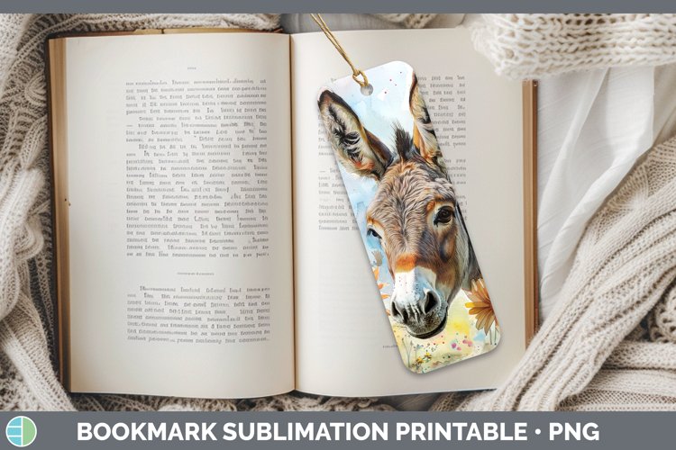 Watercolor Donkey Bookmark Sublimation Printable Designs
