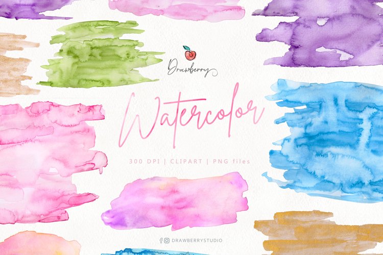 Colorful Watercolor brush stroke clipart / Watercolor cp133