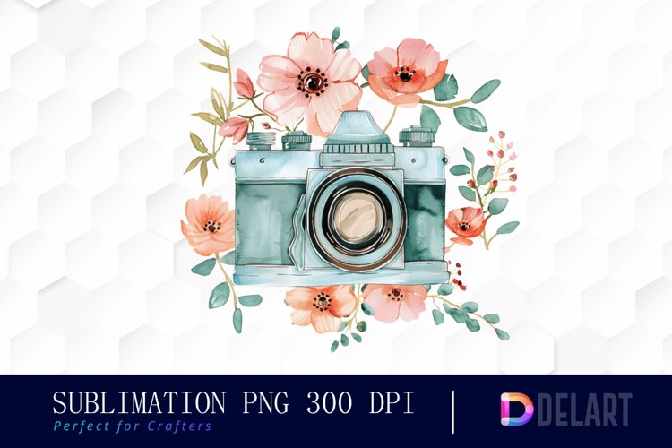 Floral Camera Watercolor Clipart