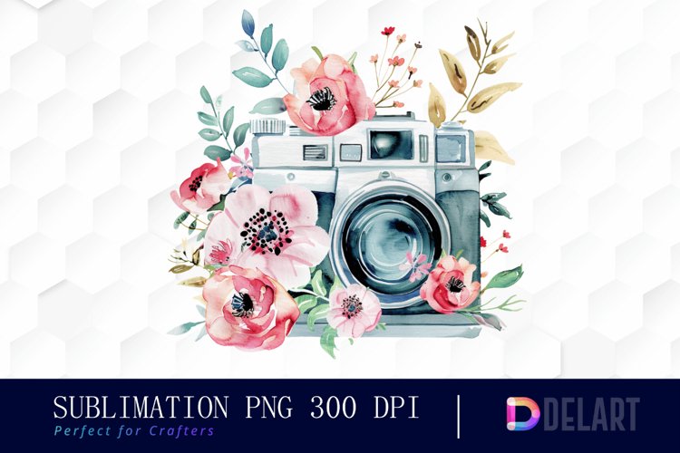 Floral Camera Illustration Clipart