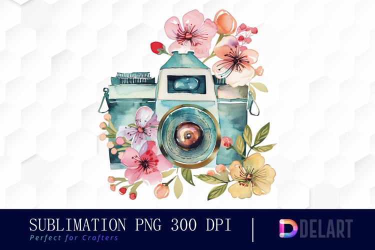 Floral Camera Illustration Clipart