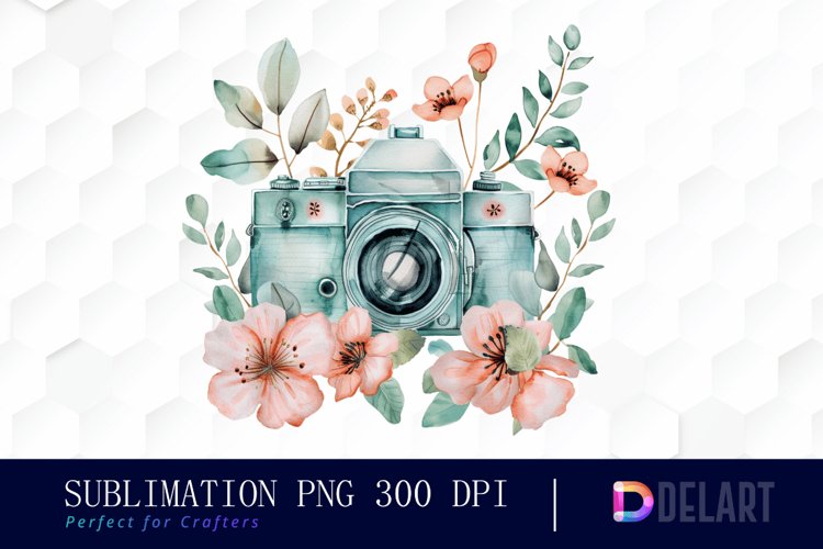 Floral Camera Illustration Clipart