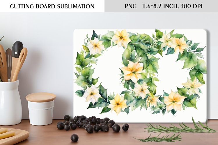 Summer Watercolor Flowers Design|Cutting Board (3578178)