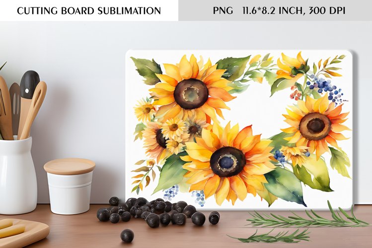 Summer Watercolor Flowers Design|Cutting Board (3578179)