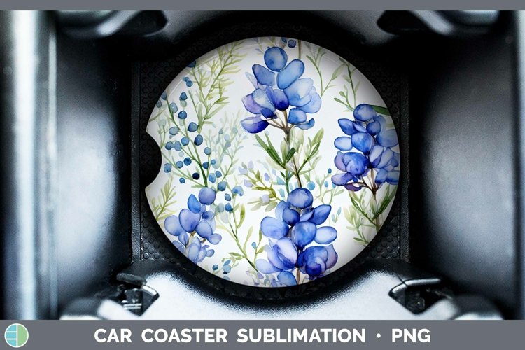 Watercolor Flowers Bluebonnet Car Coaster Sublimation Coaste
