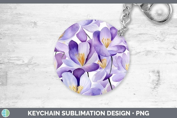 Watercolor Flowers Crocus Keychain Sublimation Keyring Desig