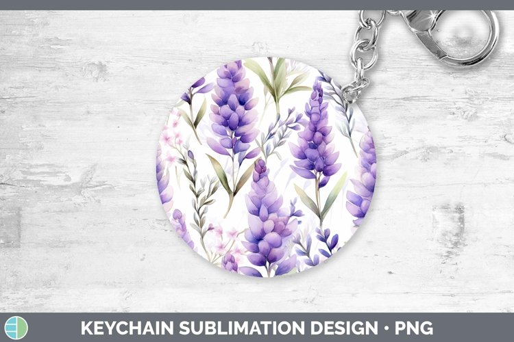 Watercolor Flowers Lavender Keychain Sublimation Keyring Des