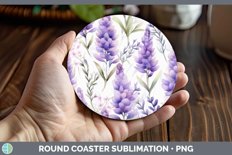 Watercolor Flowers Lavender Round Coaster Sublimation Coaste