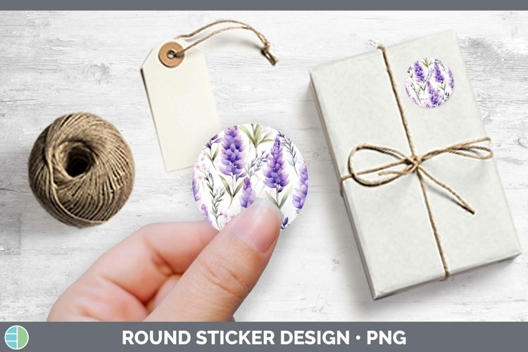 Watercolor Flowers Lavender Stickers | Round Labels Designs