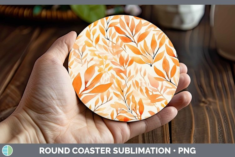 Watercolor Flowers Orange Round Coaster Sublimation Coaster