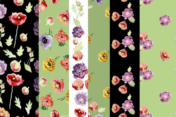 poppies and roses - textile design