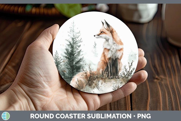Watercolor Fox Round Coaster Sublimation Coaster Designs