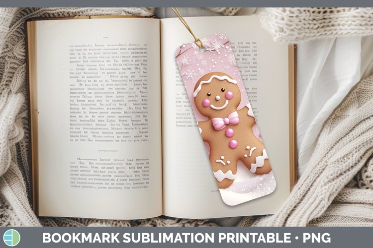 Watercolor Gingerbread Man Bookmark Sublimation Printable De