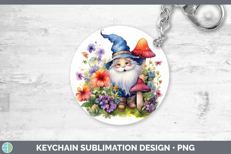 Watercolor Gnome Keychain Sublimation Keyring Designs