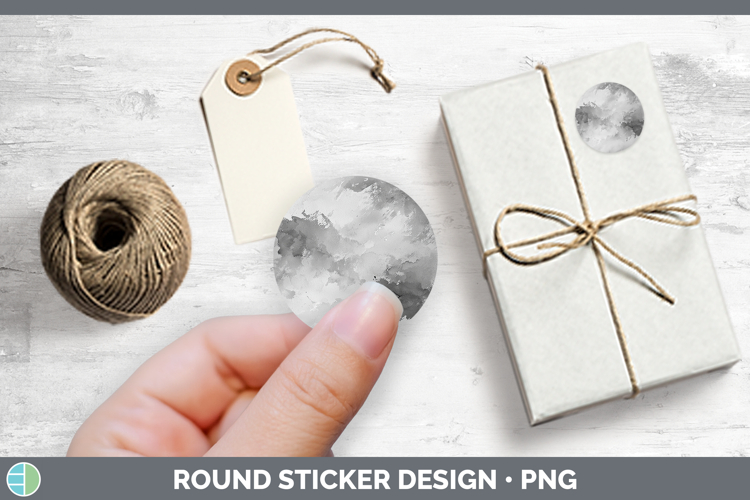 Watercolor Gray Stickers | Round Labels Designs