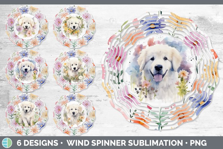 Watercolor Great Pyrenees Dog Wind Spinner | Sublimation Spi