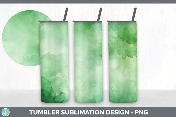 Watercolor Green Tumbler Sublimation 20 oz Skinny Tumbler De
