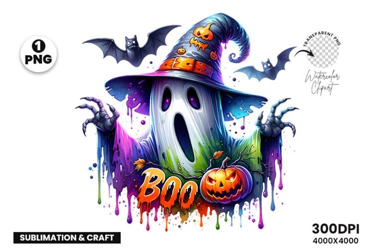 Watercolor Halloween Spooky Ghost clipart png
