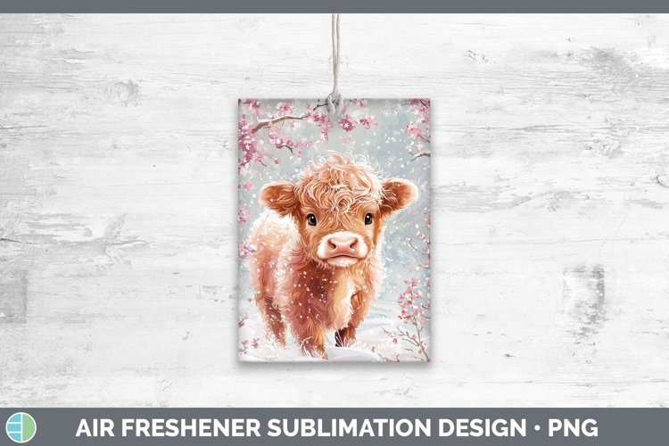 Watercolor Highland Cow Air Freshener Sublimation Car Freshe
