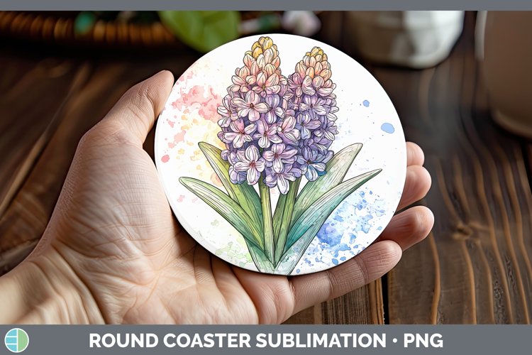 Watercolor Hyacinth Round Coaster Sublimation Coaster Design