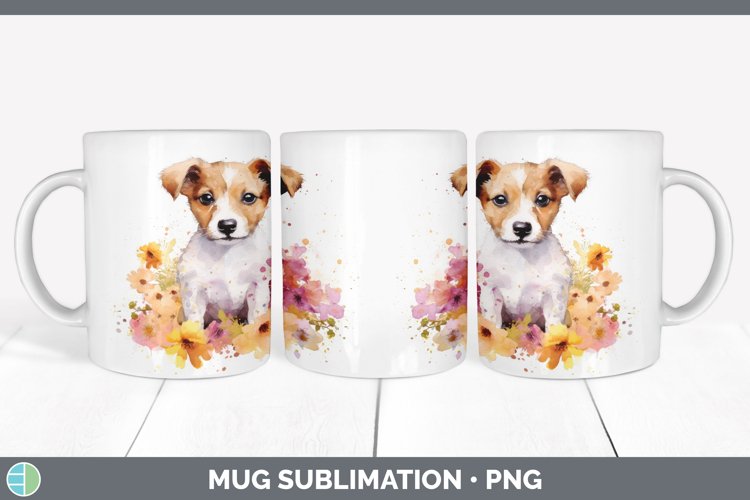 Watercolor Jack Russell Terrier Dog Mug Wrap | Sublimation C
