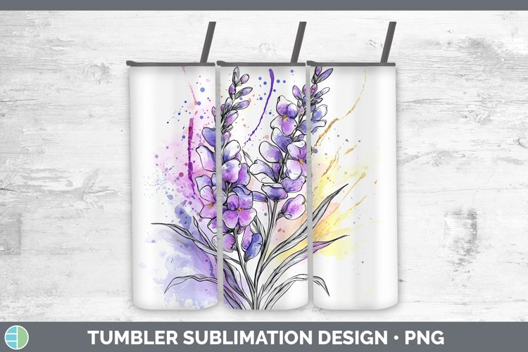 Watercolor Lavender Tumbler Sublimation 20 oz Skinny Tumbler