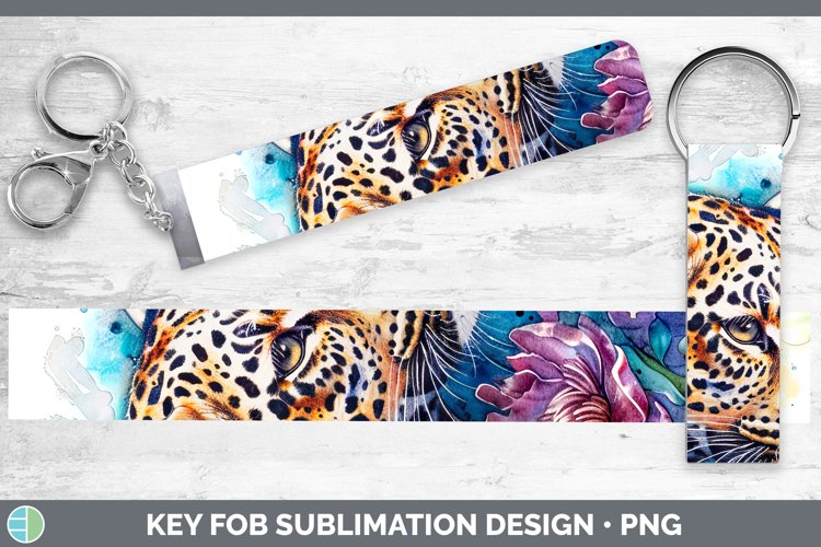 Watercolor Leopard Key Fob Sublimation Wristlet Designs