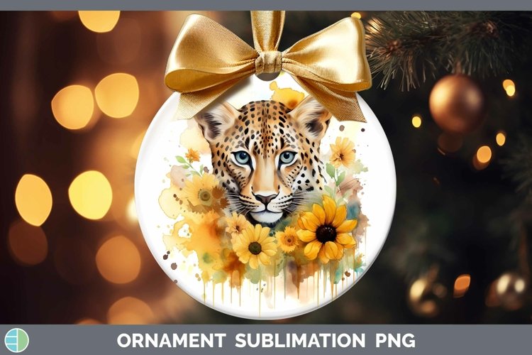 Watercolor Leopard Ornament Sublimation Bauble Designs