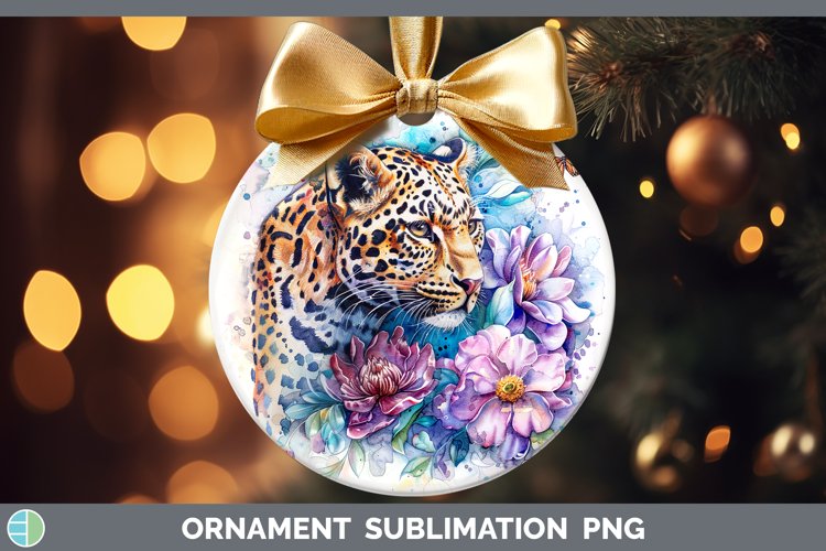 Watercolor Leopard Ornament Sublimation Bauble Designs