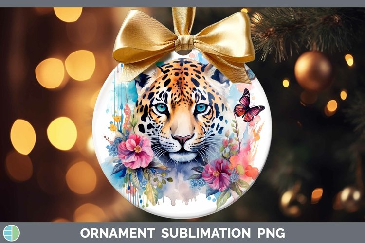 Watercolor Leopard Ornament Sublimation Bauble Designs
