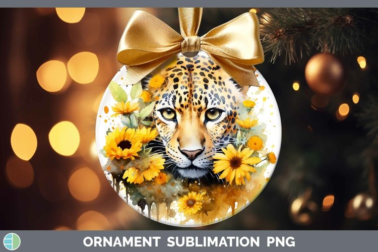 Watercolor Leopard Ornament Sublimation Bauble Designs