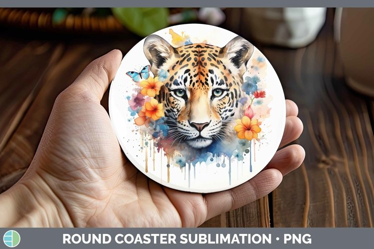 Watercolor Leopard Round Coaster Sublimation Coaster Designs