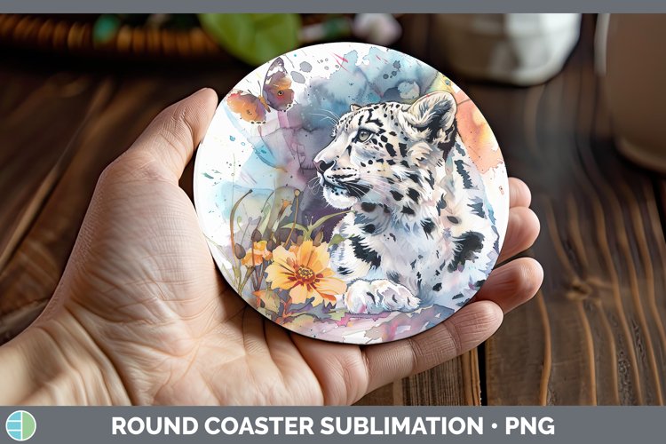 Watercolor Leopard Snow Round Coaster Sublimation Coaster De