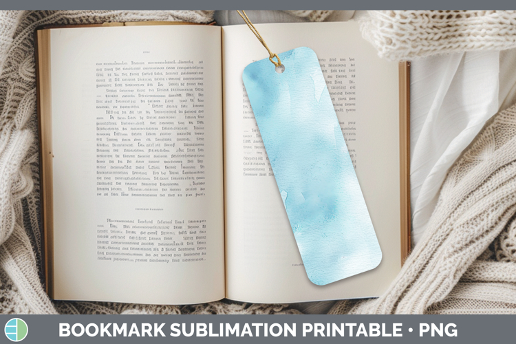 Watercolor Light Blue Bookmark Sublimation Printable Designs