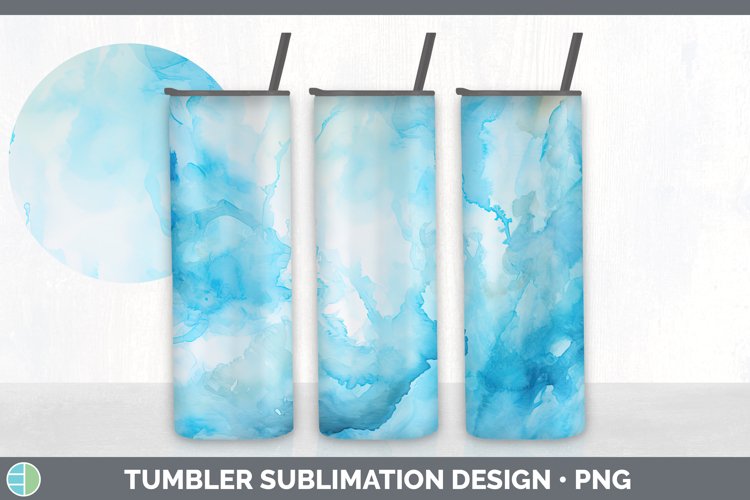 Watercolor Light Blue Tumbler Sublimation 20 oz Skinny Tumbl