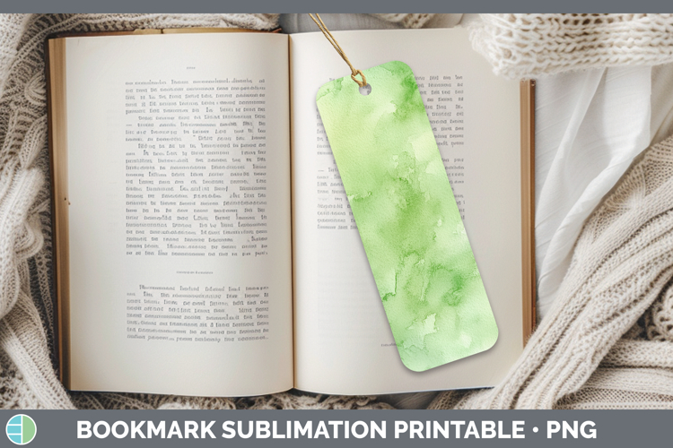 Watercolor Light Green Bookmark Sublimation Printable Design