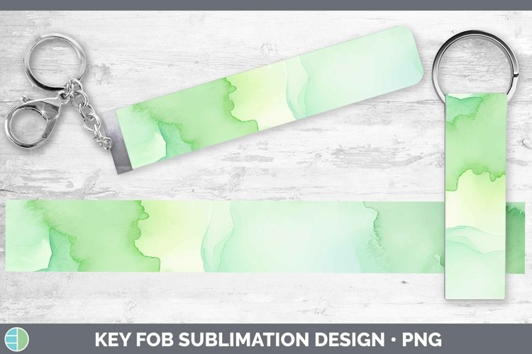 Watercolor Light Green Key Fob Sublimation Wristlet Designs