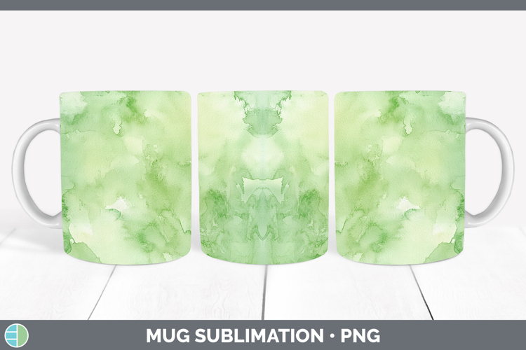 Watercolor Light Green Mug Wrap Sublimation Coffee Cup Desig