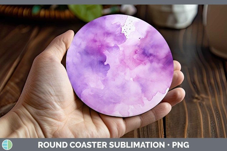 Watercolor Light Purple Round Coaster Sublimation Coaster De
