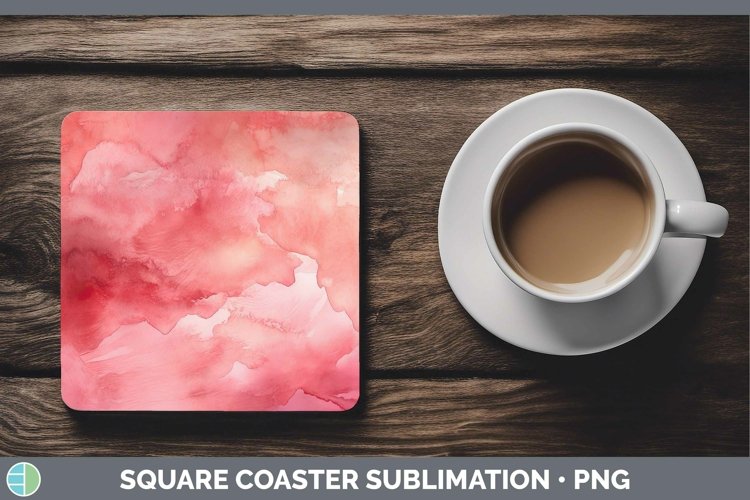 Watercolor Light Red Square Coaster Sublimation Coaster Desi