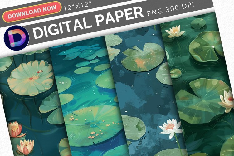 Watercolor Lily Pads Digital Paper