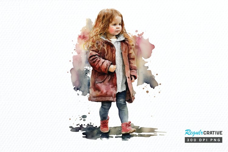 Watercolor Little Girls PNG Clipart