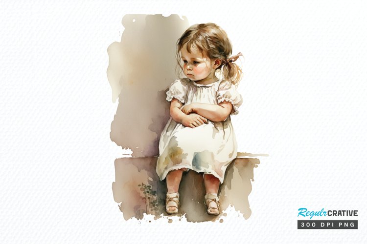 Watercolor Little Girls PNG Clipart